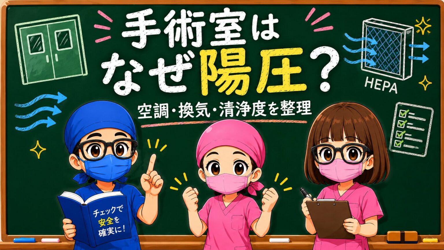 手術室はなぜ陽圧？空調・換気・清浄度の基本｜周術期管理チーム試験対策